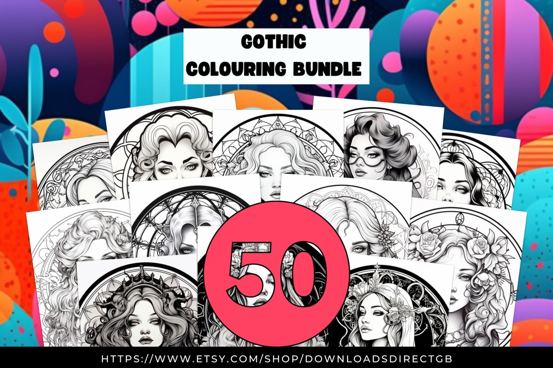GOTHIC COLOURING BUNDLE, Adult Coloring Book, Adult Colouring Pages ...