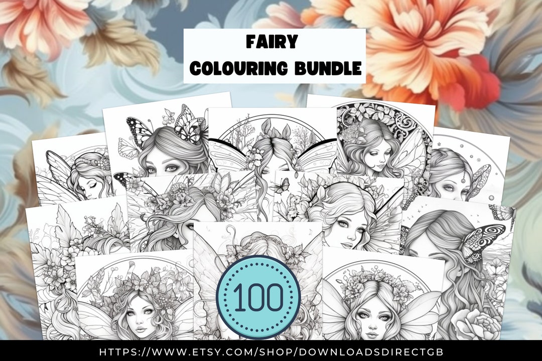FAIRY COLOURING BUNDLE, Adult Coloring Book, 100 Adult Colouring Pages ...