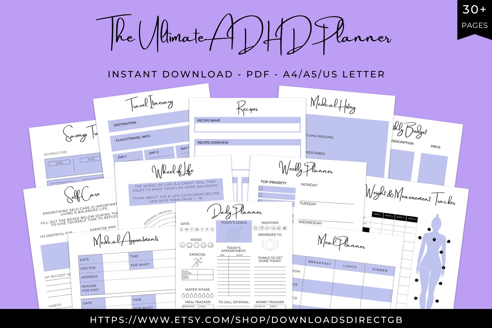 ADHD PRINTABLE PLANNER, Minimalist Journal, Neurodivergent Diary, Gift ...