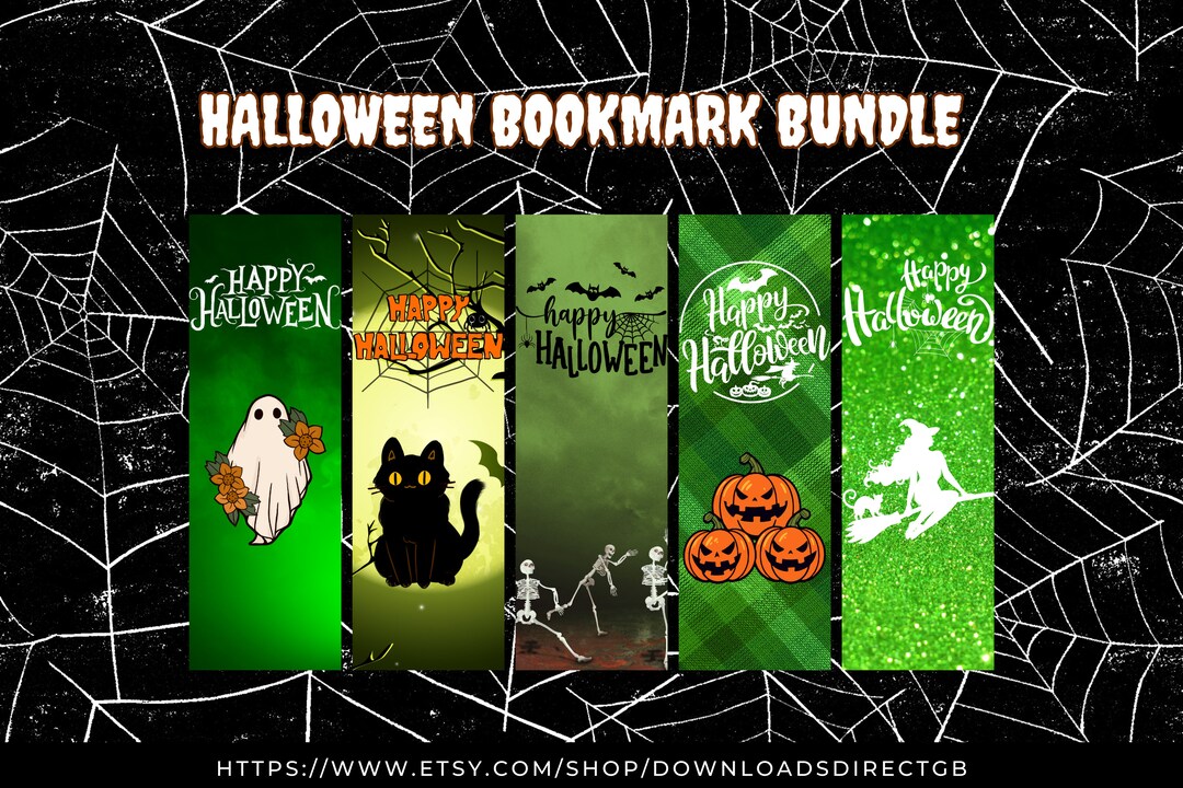 HALLOWEEN BOOKMARK BUNDLE, Printable Bookmark Set, Halloween Bookmark ...