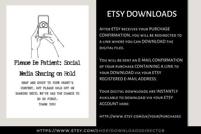 WEDDING PHOTOGRAPHY SIGN, No Social Media Wedding Sign, Notice for ...