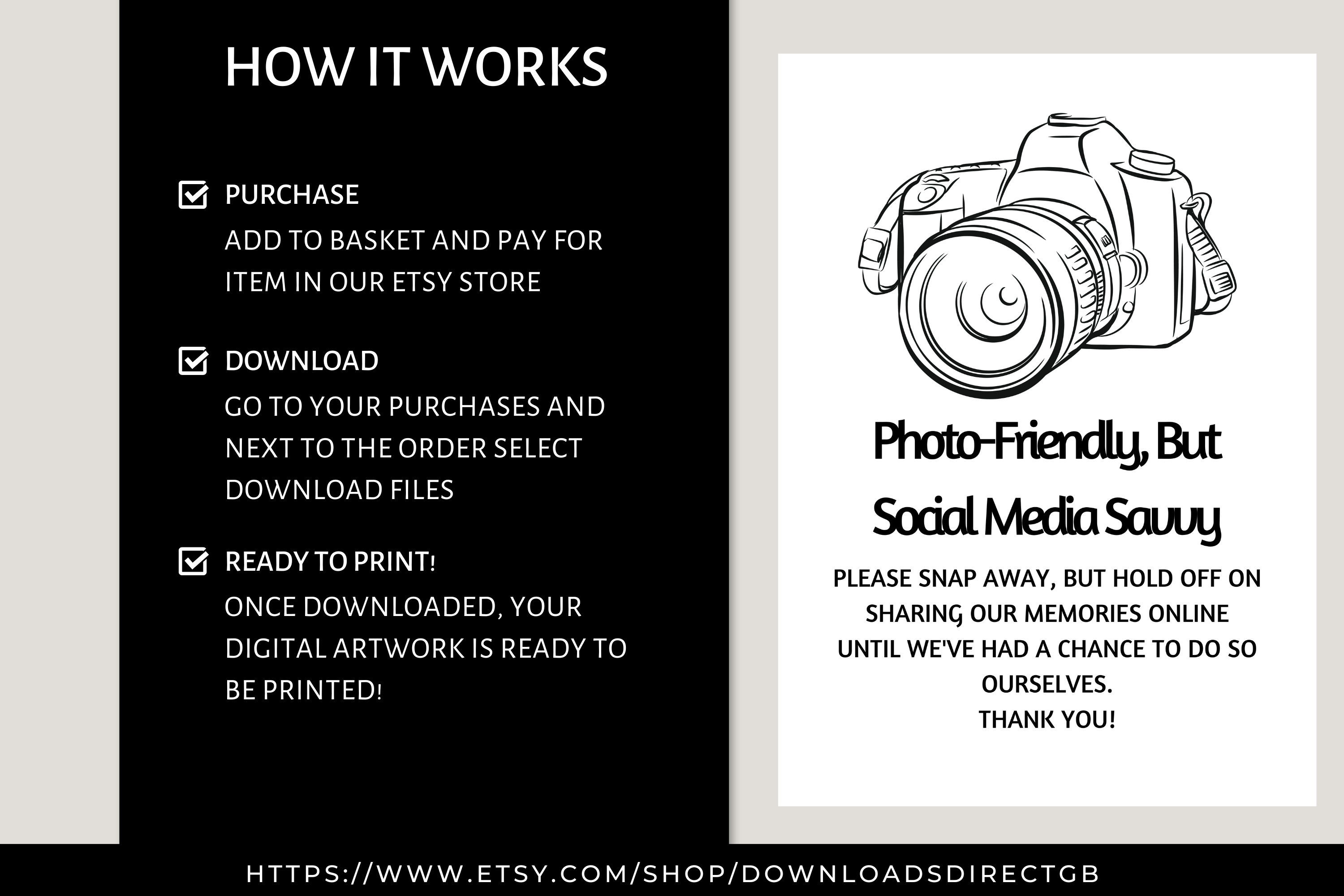 WEDDING PHOTOGRAPHY SIGN, No Social Media Wedding Sign, Notice for ...