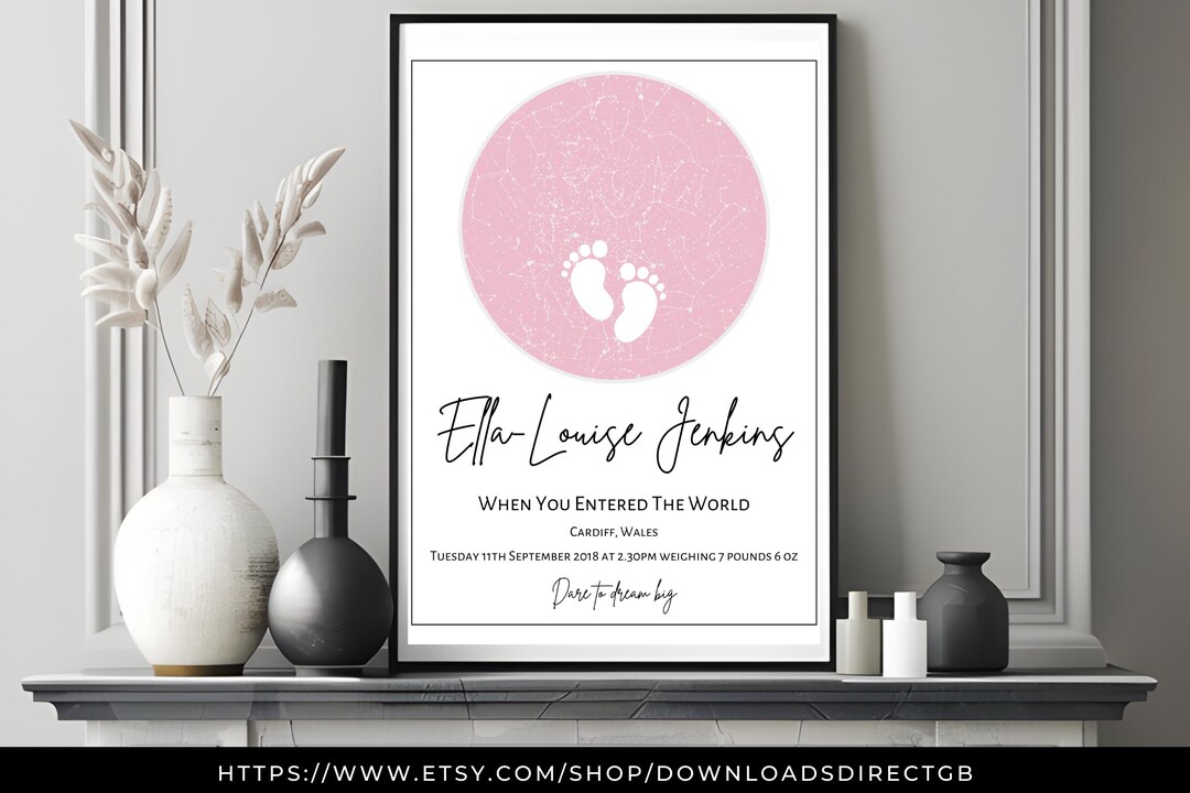 CUSTOM STAR MAP, Printable Star Chart, Night You Were Born, Custom Baby ...