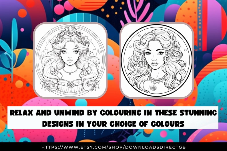 PRINCESS COLOURING BUNDLE, Adult Coloring Book, Adult Colouring Pages ...