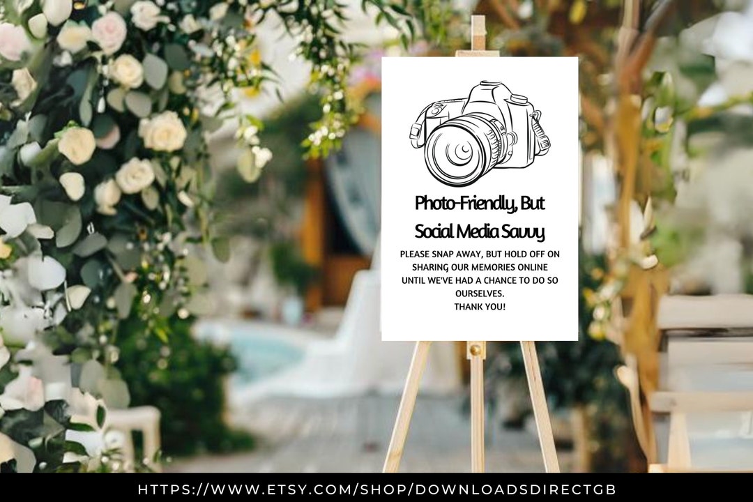 WEDDING PHOTOGRAPHY SIGN, No Social Media Wedding Sign, Notice for ...