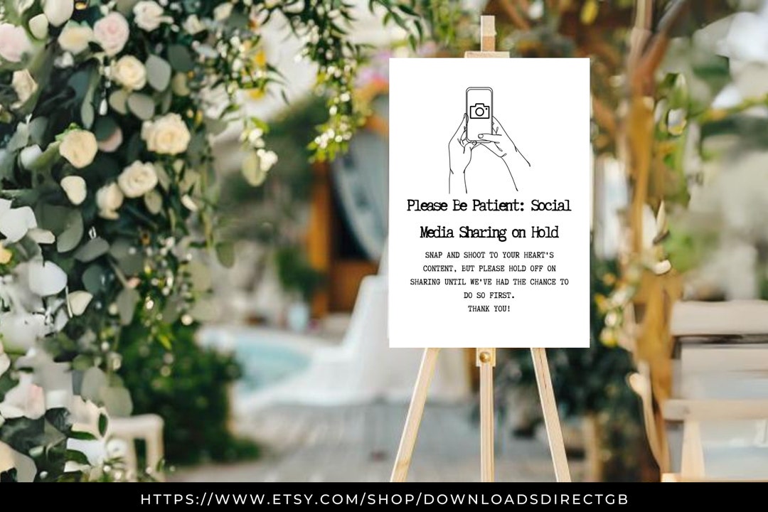WEDDING PHOTOGRAPHY SIGN, No Social Media Wedding Sign, Notice for ...