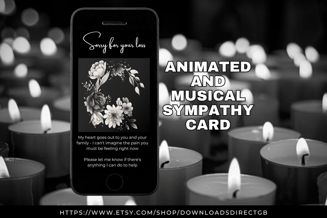 ANIMATED SYMPATHY CARD, Unique Funeral E-card, Thinking of You Digital ...