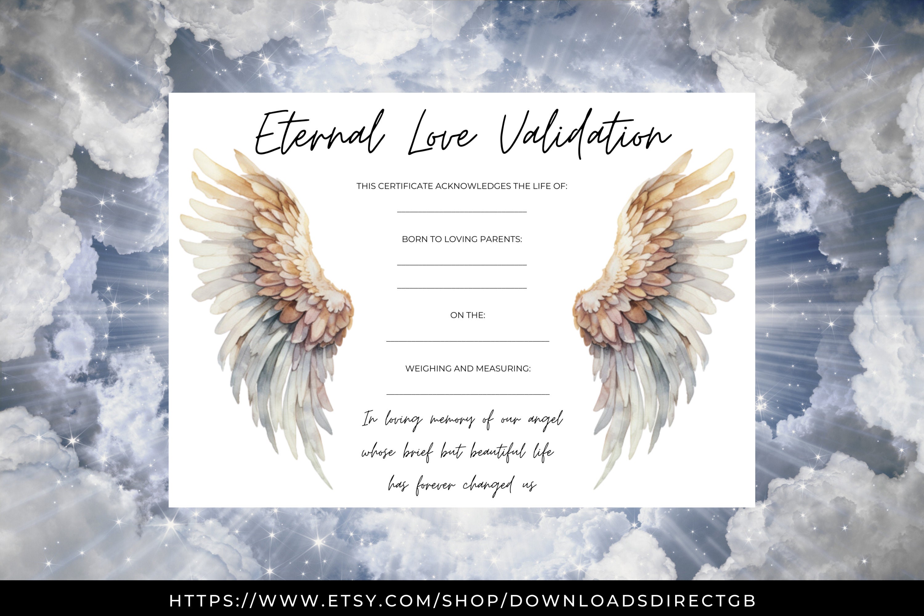 ETERNAL LOVE VALIDATION, Certificate of Life, Baby Loss Memorial ...