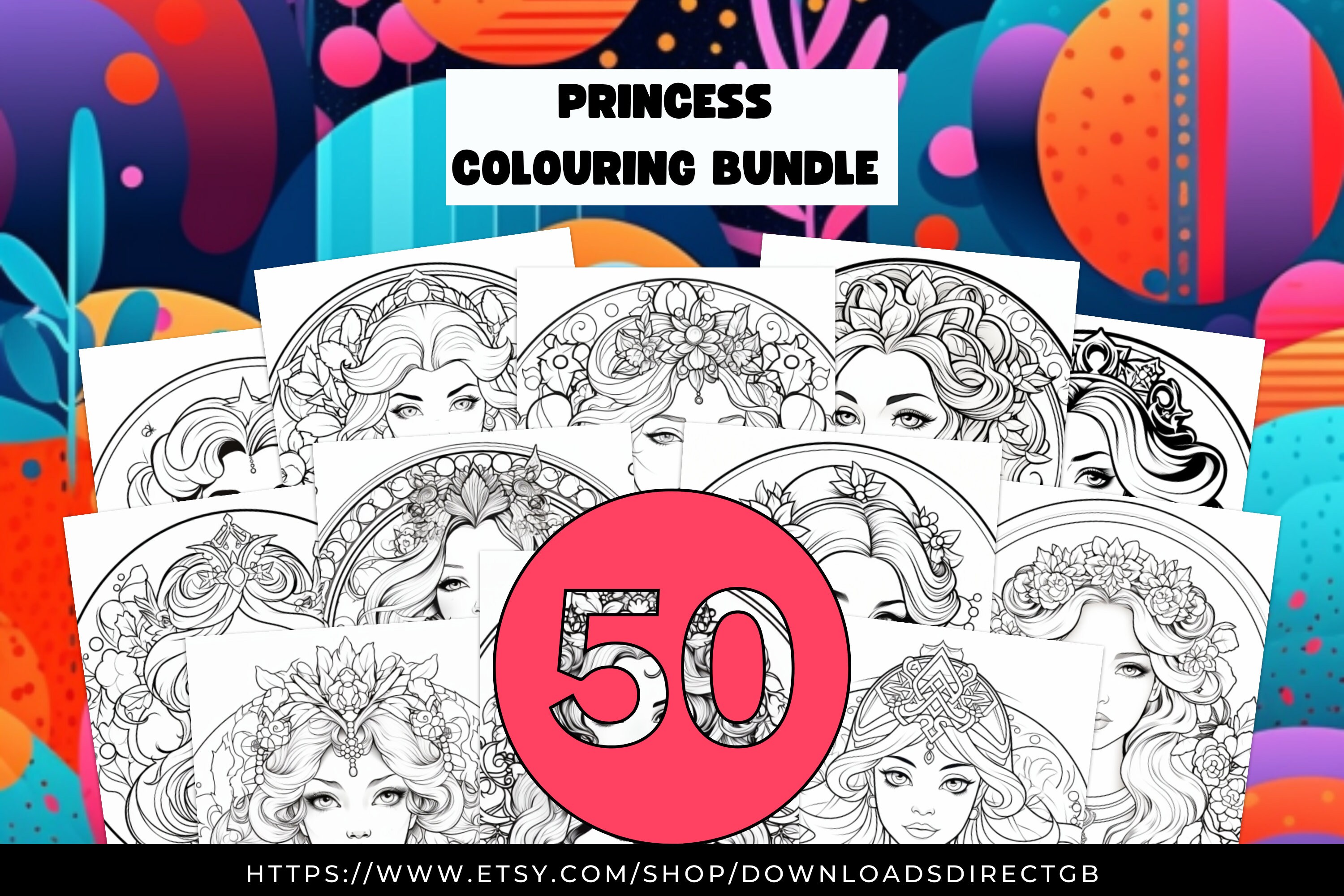 PRINCESS COLOURING BUNDLE, Adult Coloring Book, Adult Colouring Pages ...