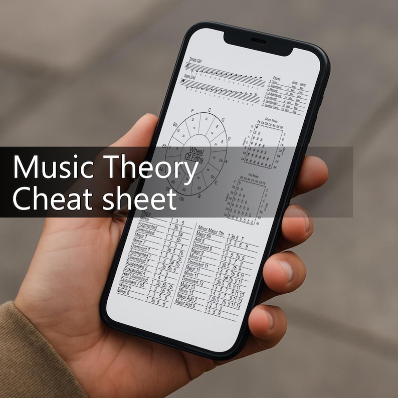 Music Theory Cheat Sheet: Treble, Bass Clef, Chords, Scales (PDF Guide ...