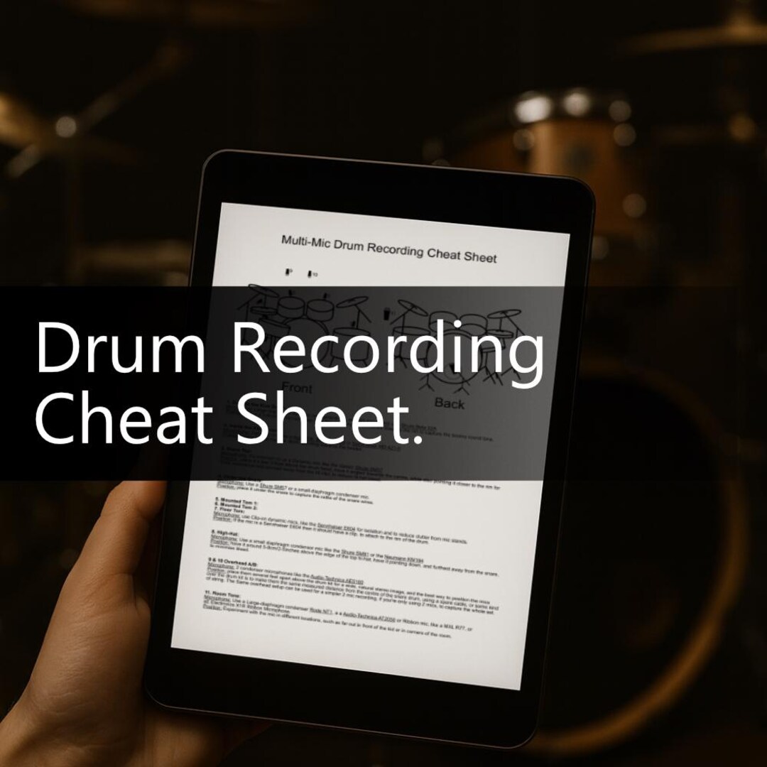 Drum Mic Placement Cheat Sheet: Recording Studio Guide Digital Download ...