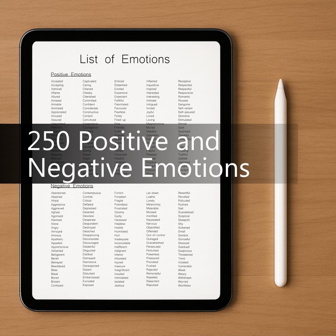 Complete List of 250 Positive and Negative Emotions, Songwriting ...