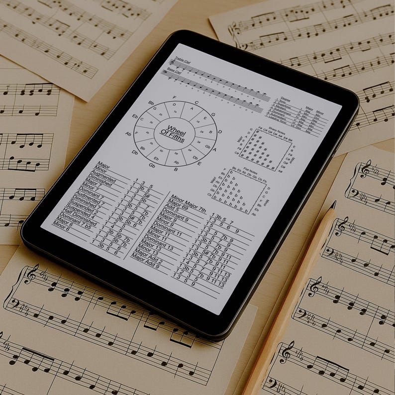 Music Theory Cheat Sheet PDF - Treble and Bass Clef, Circle of Fifths ...