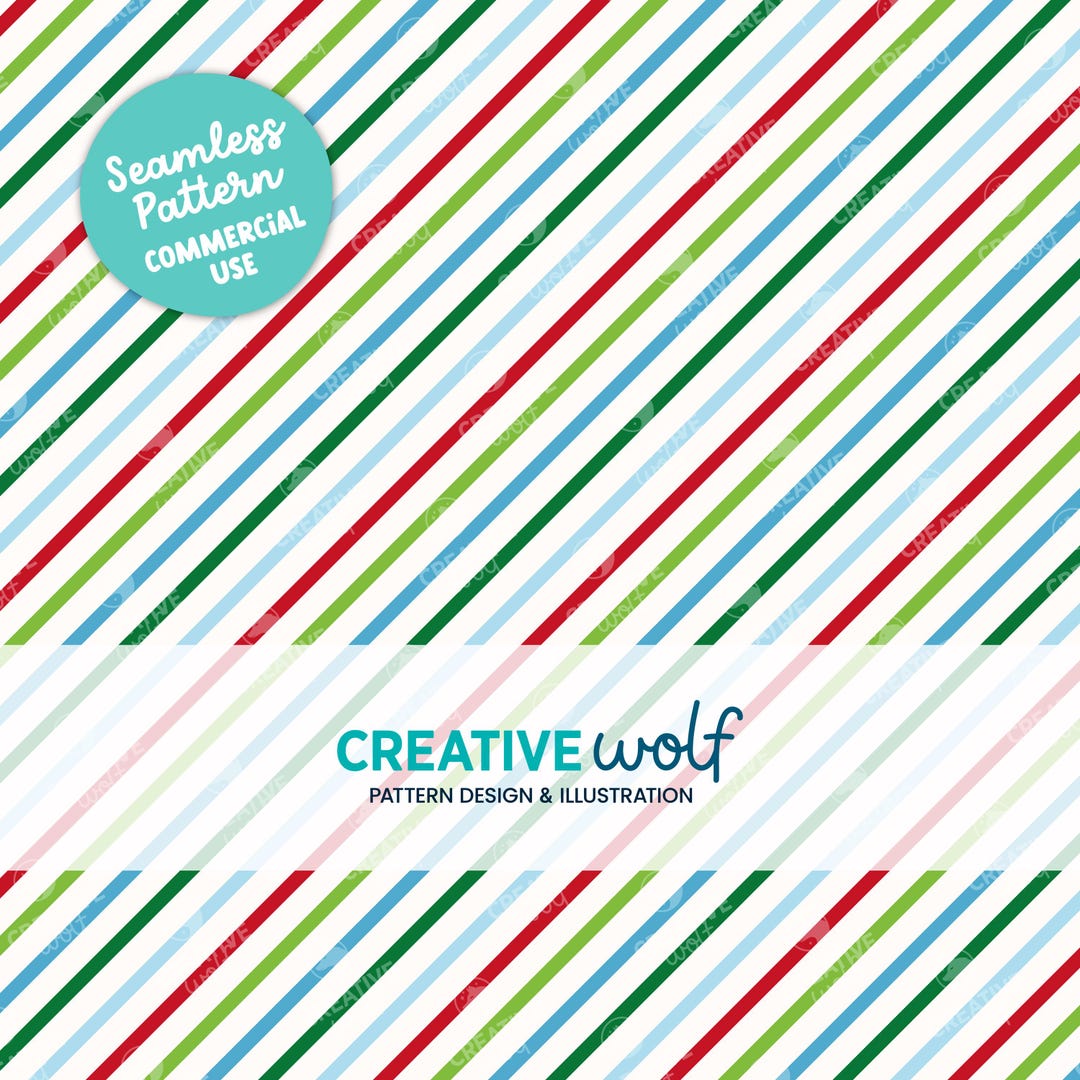 Stripes Seamless Repeat Pattern: Diagonal Stripes in Red, Blue and ...