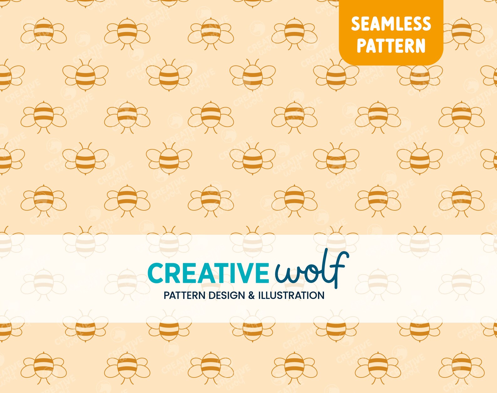 Golden Bees Seamless Repeat Pattern Cute Bumblebees Surface - Etsy