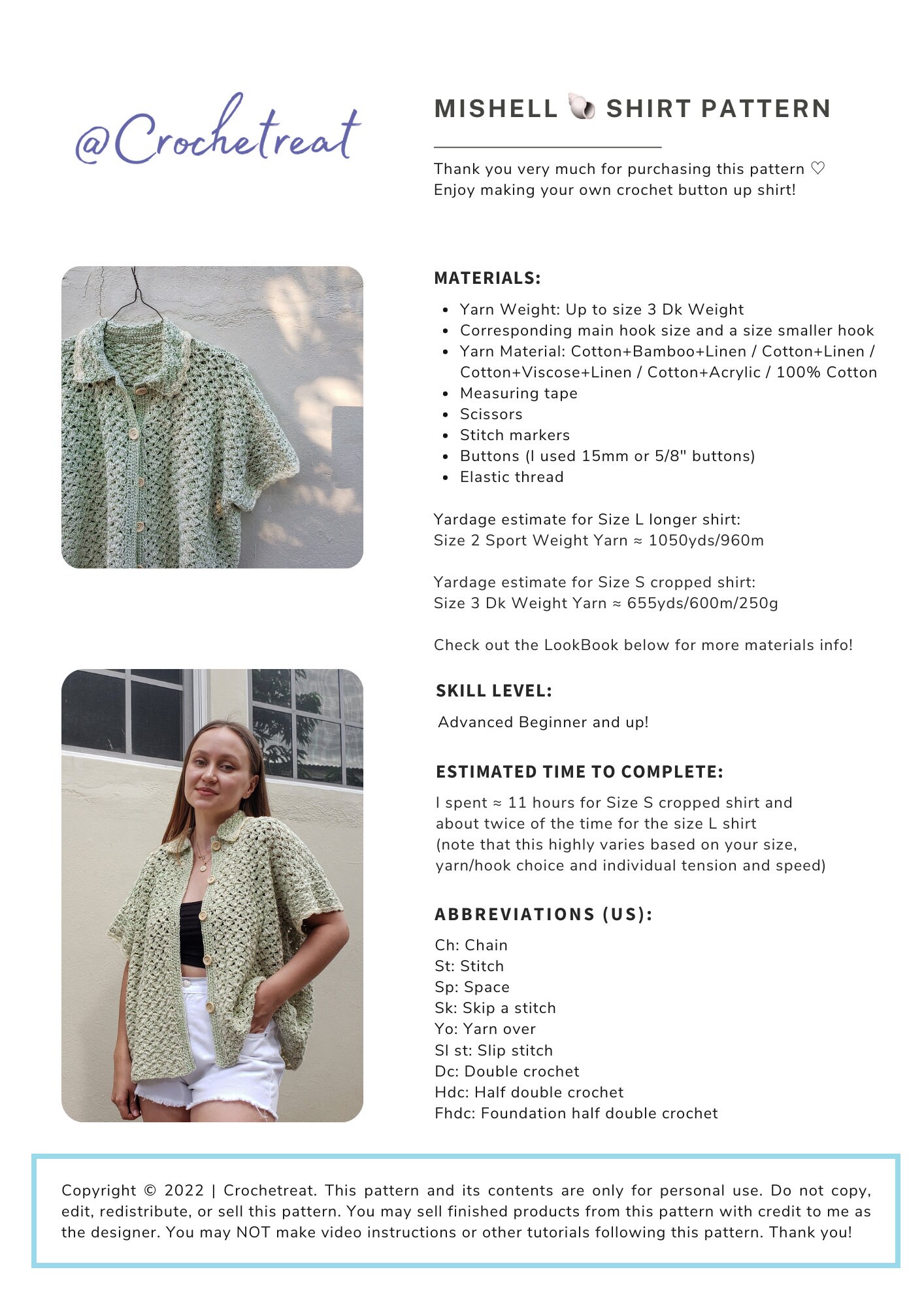 Mishell Shirt Crochet Pattern PDF - Etsy UK