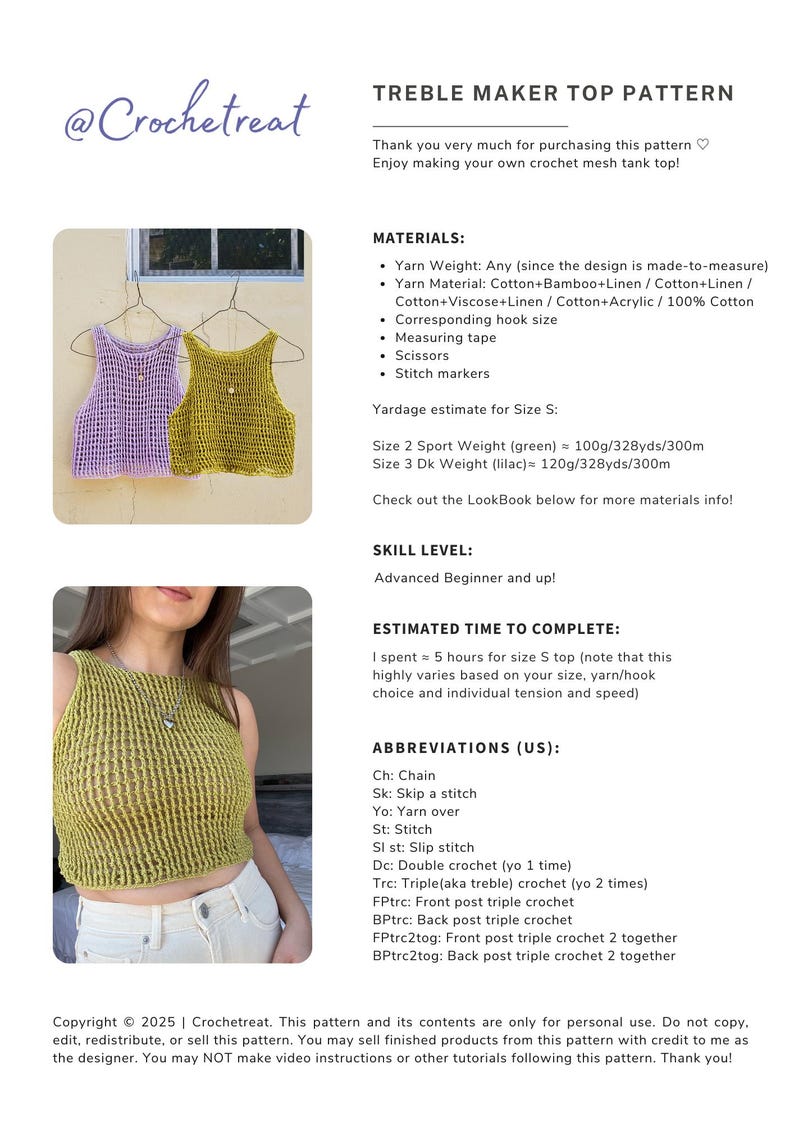 Treble Maker Top | Crochet Pattern | PDF - Etsy