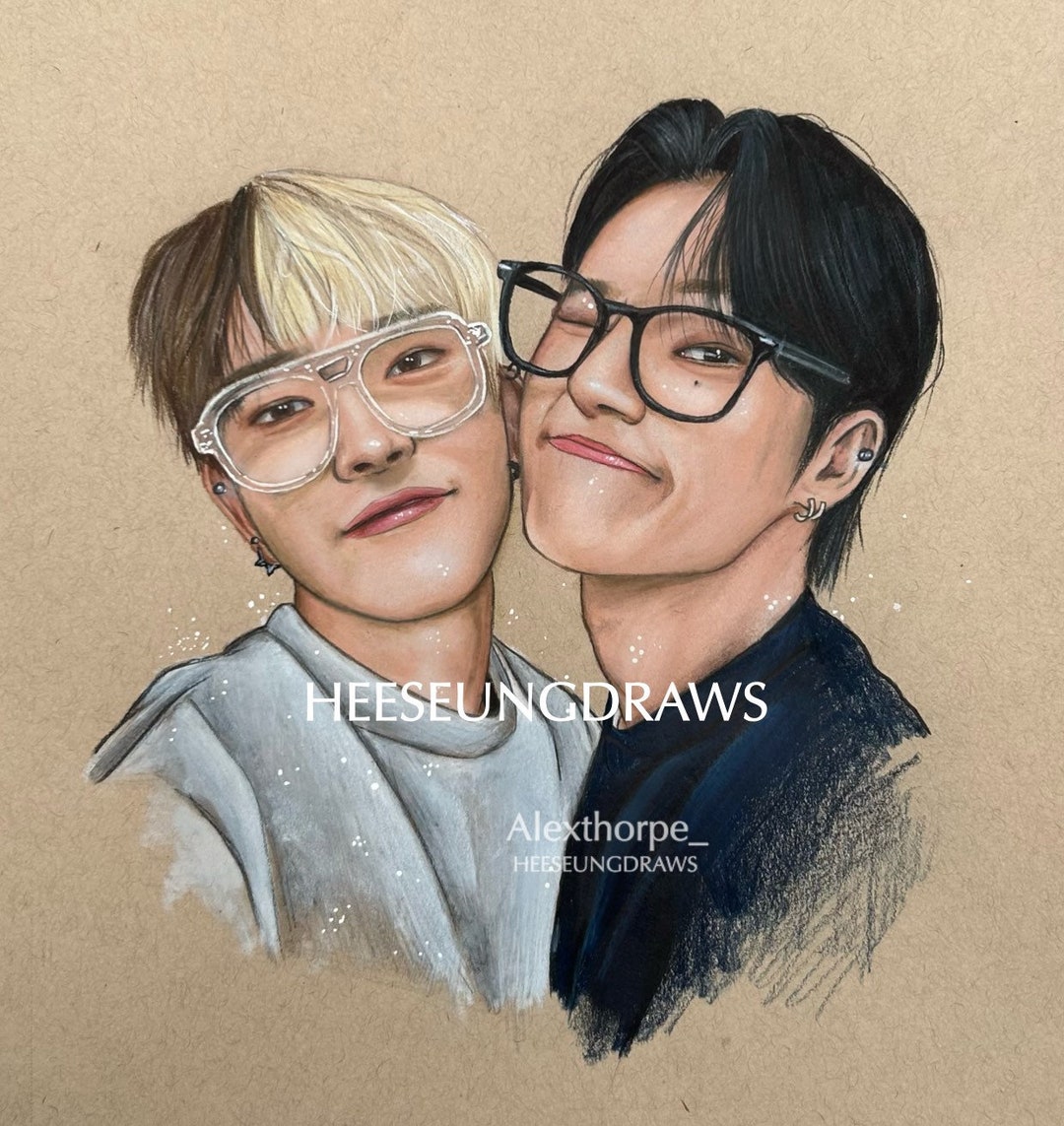 Ateez Wooyoung and Hongjoong Drawing Print A5 - Etsy