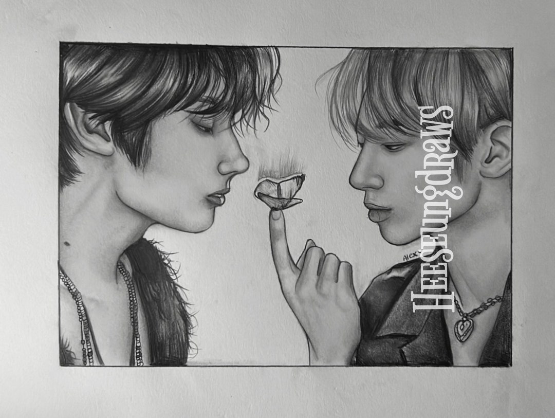 Huening Kai and Taehyun Drawing Print A5 - Etsy