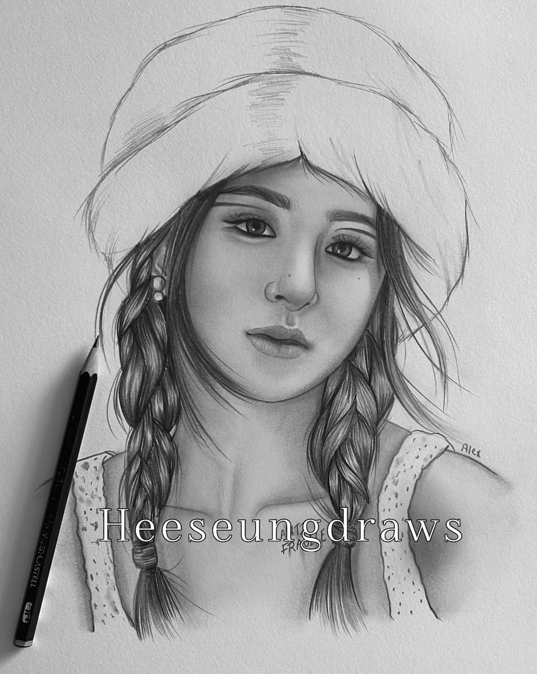 Yunjin Le Sserafim Drawing Print A5 - Etsy