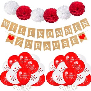 Willkommen Zuhause Banner Girlande, Welcome Home Banner mit Herzen ...