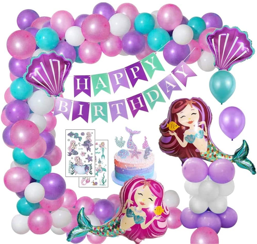 XXL Mermaid Girl Birthday Set Decoration Foil Balloons Sea Virgo Moto ...
