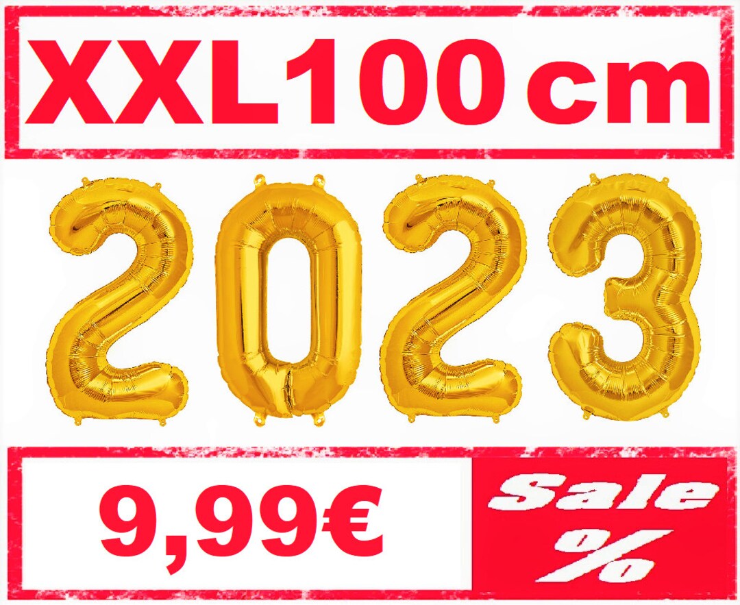 XXL 2023 Numbers Foil Balloon 100 Cm Gold Balloon Golden - Etsy