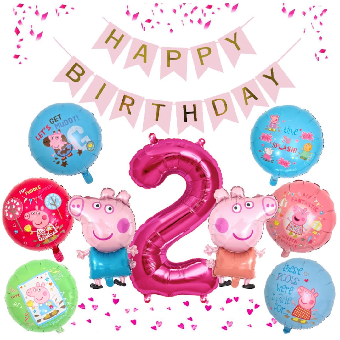 Peppa Pig Girls Birthday Set 1-9 Foil Balloon Balloon Decoration Pepa ...