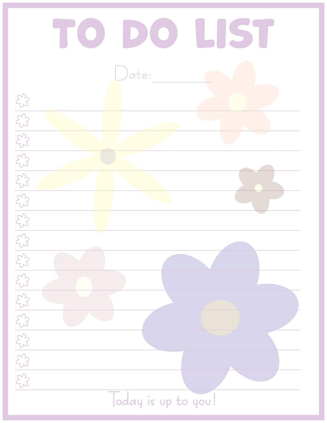 To Do List- Flowers- 8.5 X11 - Printable Download - PDF - PNG - SVG - Etsy