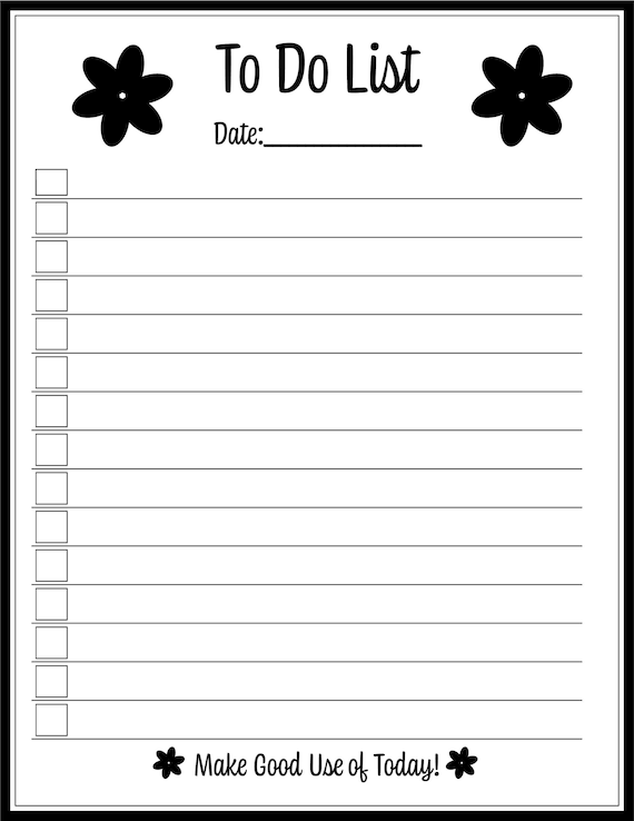 Pretty to Do List PDF JPG PNG Printable 8.5 X 11 - Etsy
