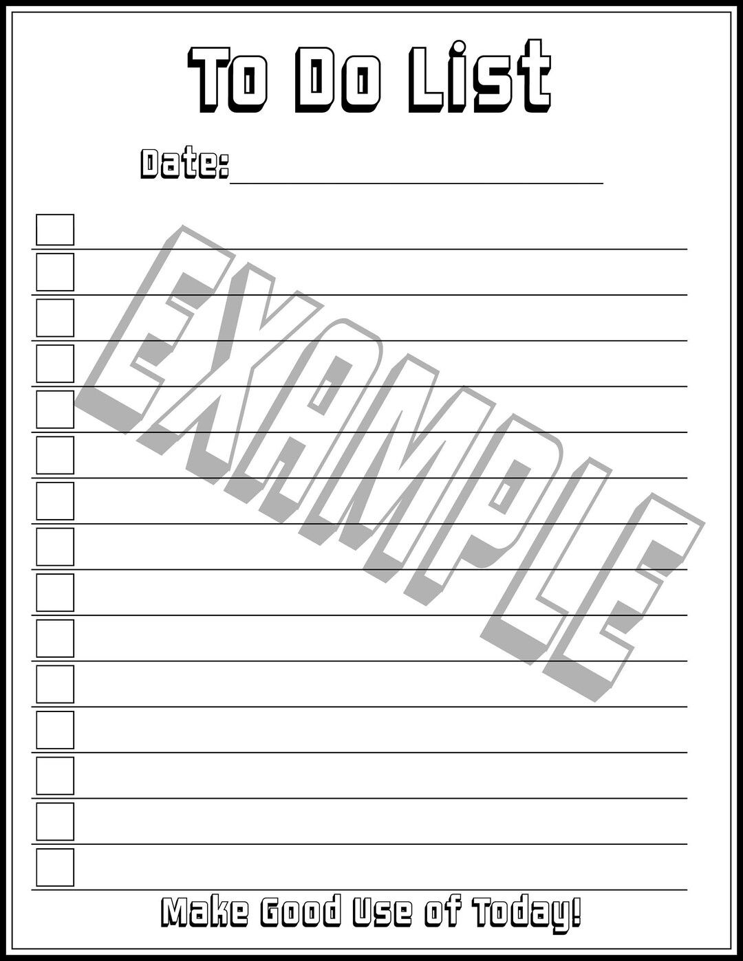 To-do List Plain- Blank- 8.5 X 11 - Printable Download - PDF- JPG - Etsy