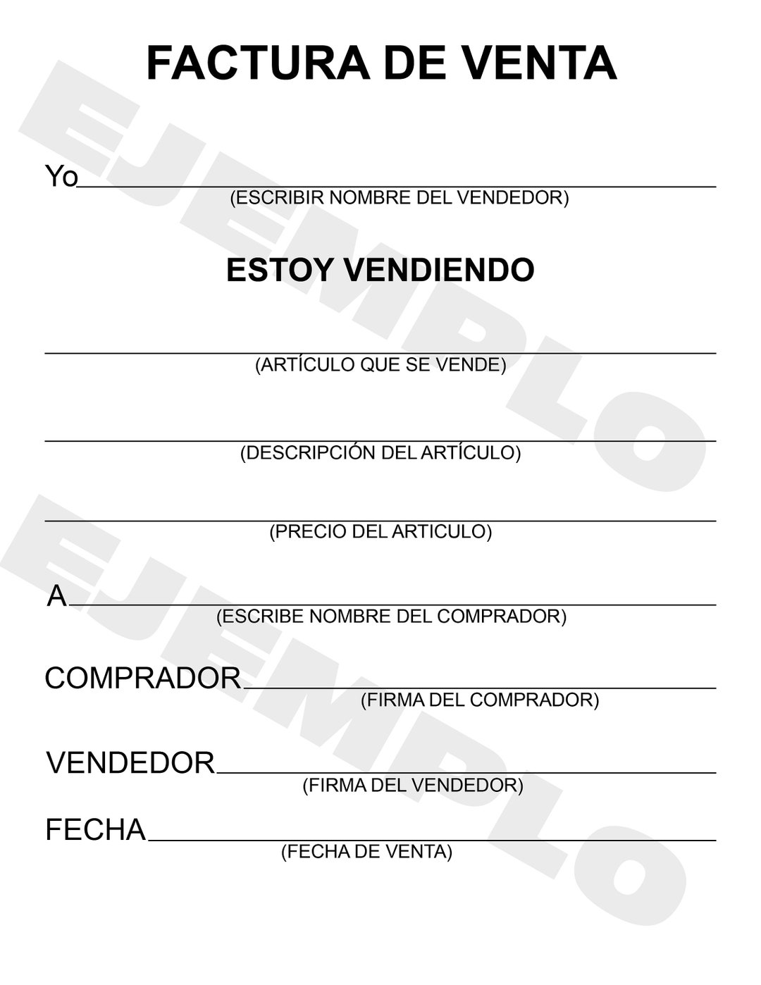 Factura De Venta - PDF - Imprimible - Digital - Etsy