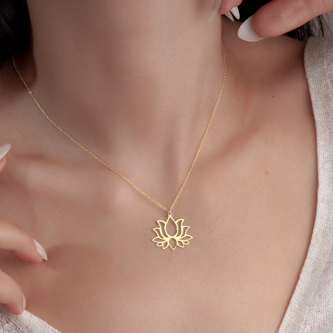 Lotus Flower Necklace, Sacred Lotus Necklace, Lotus Pendant, Silver ...
