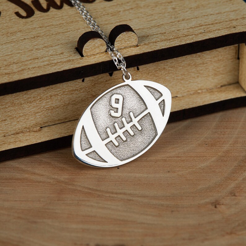 Personalized Silver Football Necklace, Number Pendant, American ...