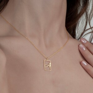 Cursive Letter Necklace,rectangle Initial Necklace,dainty Initial ...