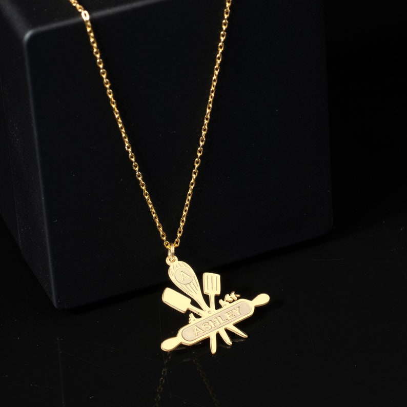 Personalized Chef Knife Necklace, Cook Name Pendant, Gift for Her - Etsy