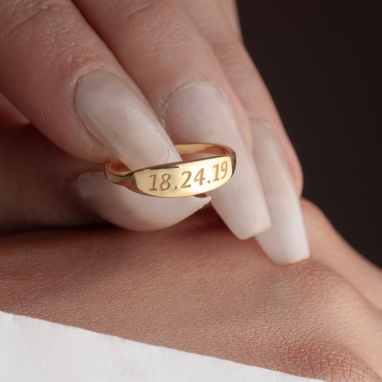 Date Ring, Wedding Date Ring, Anniversary Date Ring, Birthdate Ring ...
