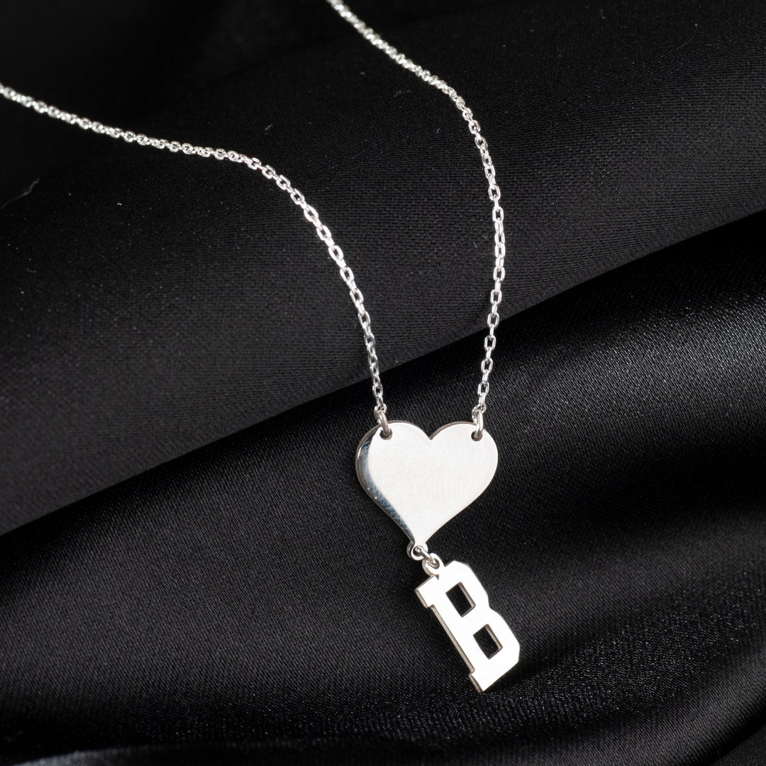 Personalized Custom Heart Pendant Letter Necklace, Heart Pendant ...