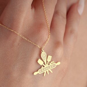 Personalized Chef Knife Necklace, Cook Name Pendant, Gift for Her - Etsy