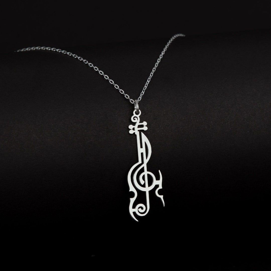 Violin Necklace With Treble Clef, Sterling Silver Treble Clef, Violin ...