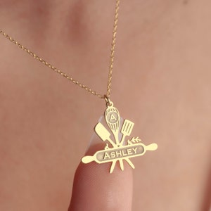 Chef Necklace, Custom Chef Necklace, Cooker Name Necklace, Silver Knife ...