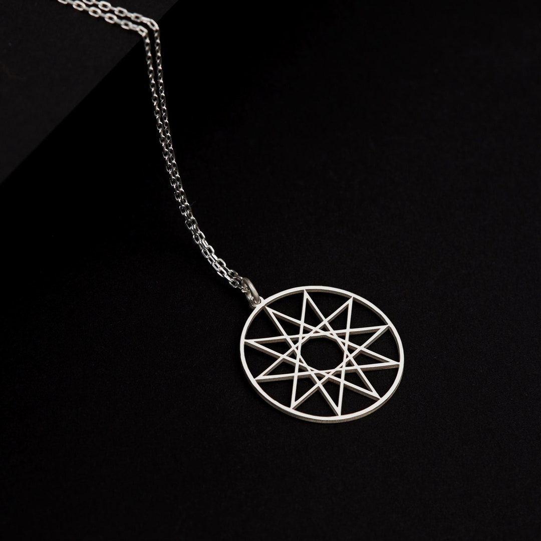 Dekagram Star Necklace, Sterling Silver Ten Point Star Jewelry, Sacred ...