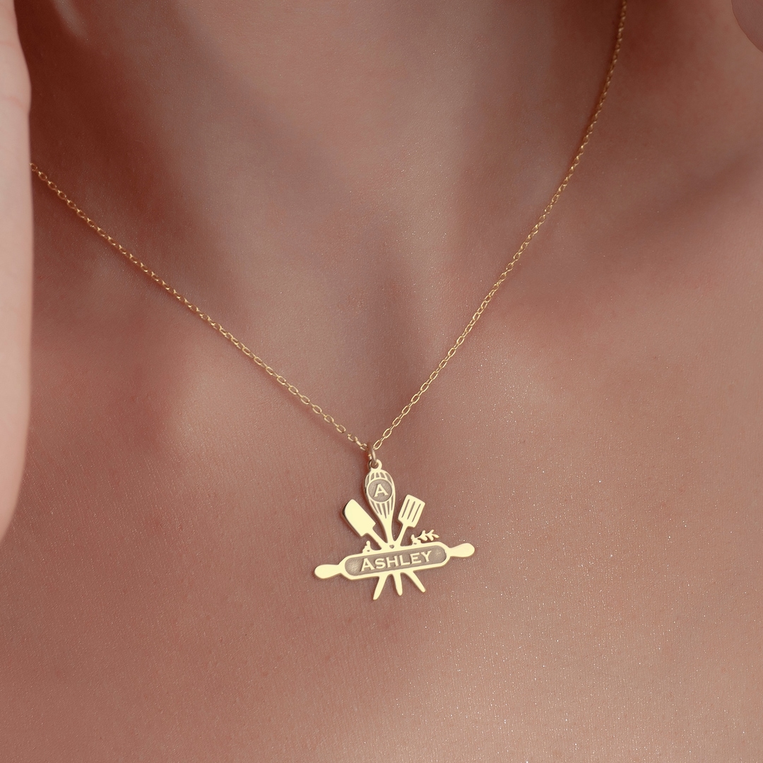 Chef Necklace, Custom Chef Necklace, Cooker Name Necklace, Silver Knife ...