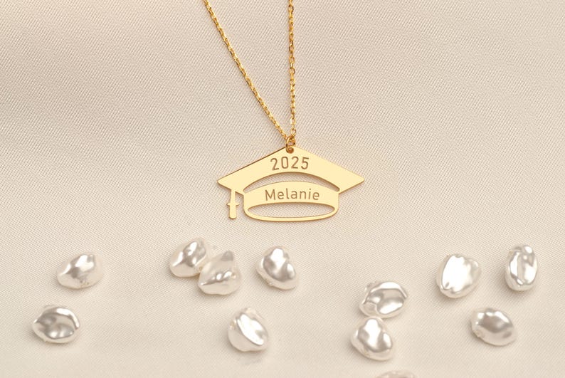 Personalized Grad Cap Necklace, Custom Sterling Silver Graduation Gift ...