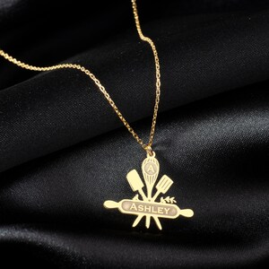 Chef Necklace, Custom Chef Necklace, Cooker Name Necklace, Silver Knife ...