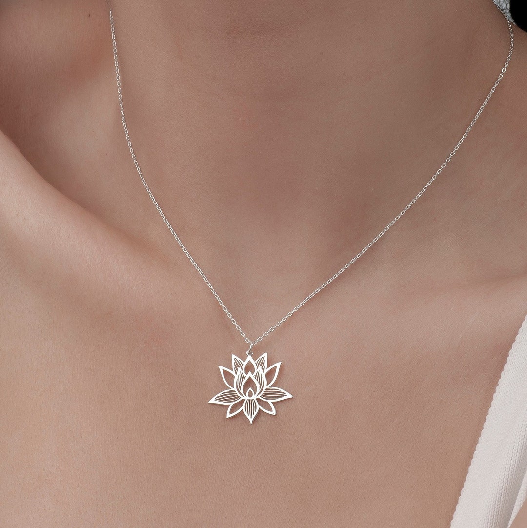 Lotus Flower Necklace Sacred Lotus Necklace Lotus Pendant - Etsy