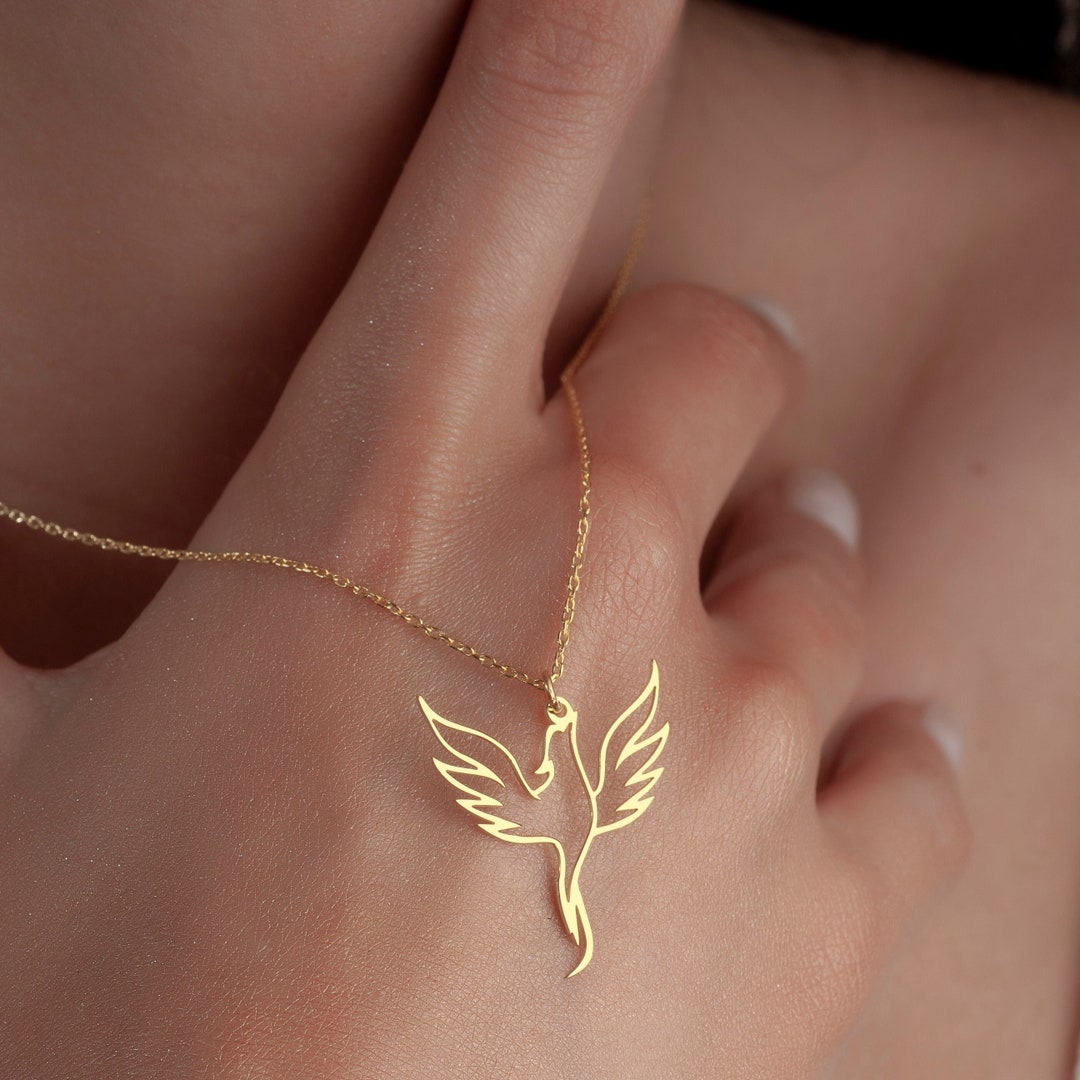 925 Silver Phoenix Necklace, Fire Bird Necklace, Dainty Silver Phoenix ...