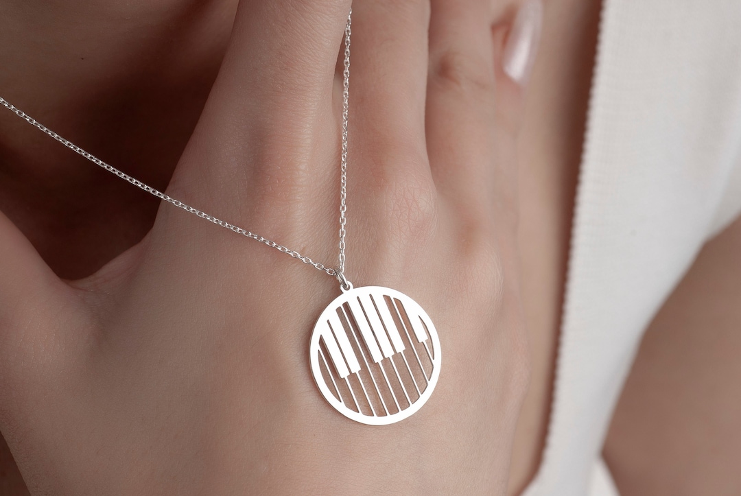 Piano Keys Necklace in Sterling Silver, Piano Jewelry, Pianist Necklace ...