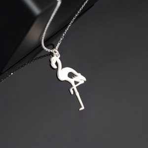Sterling Silver Flamingo Necklace, Flamingo Bird Charm Necklace ...