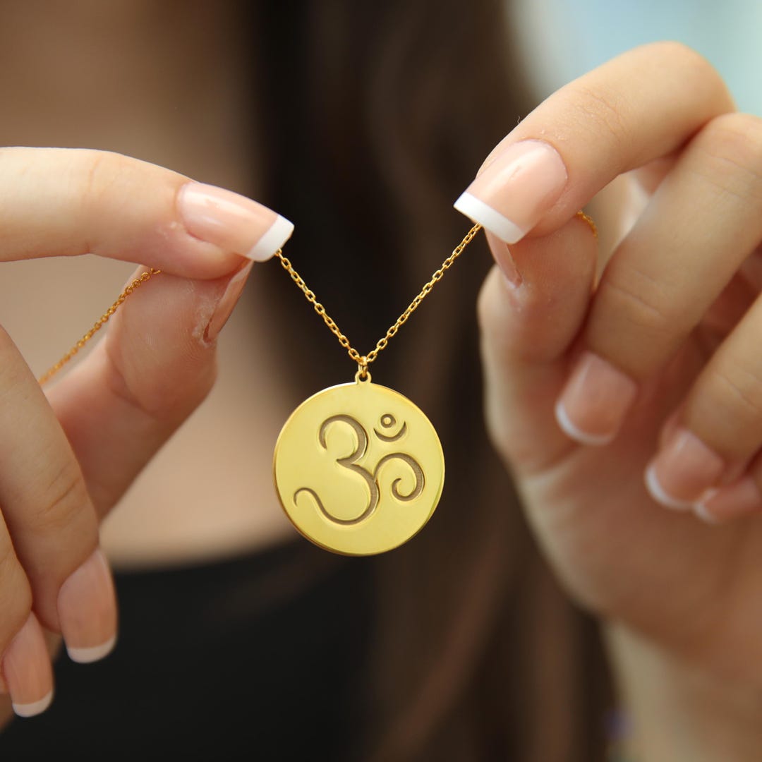 Gold Om Symbol Necklace, Sterling Silver Pendant - Etsy